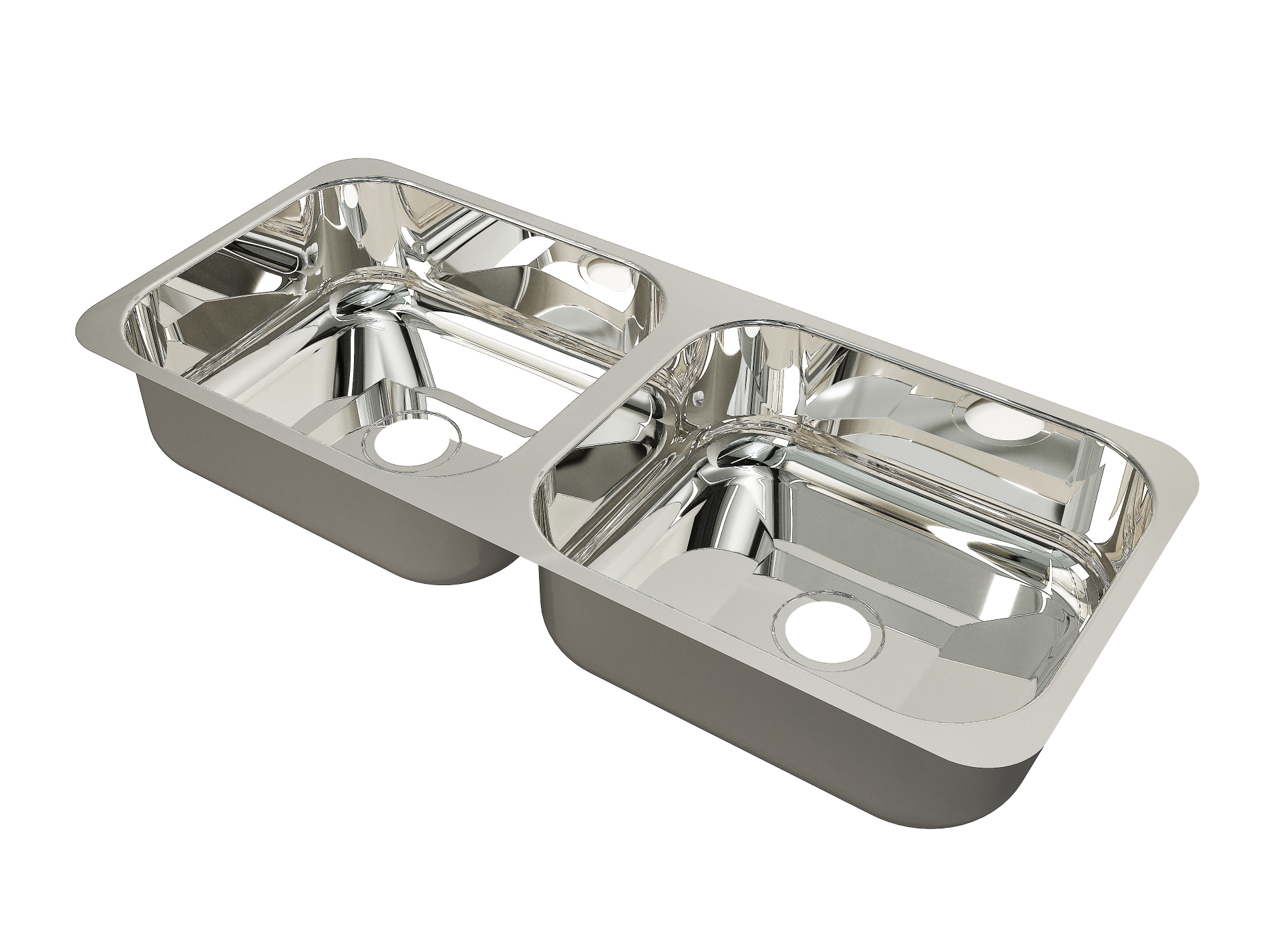 Cuba dupla de aço inox AISI304 para cozinha modelo N334F14LUXO - Fabrinox