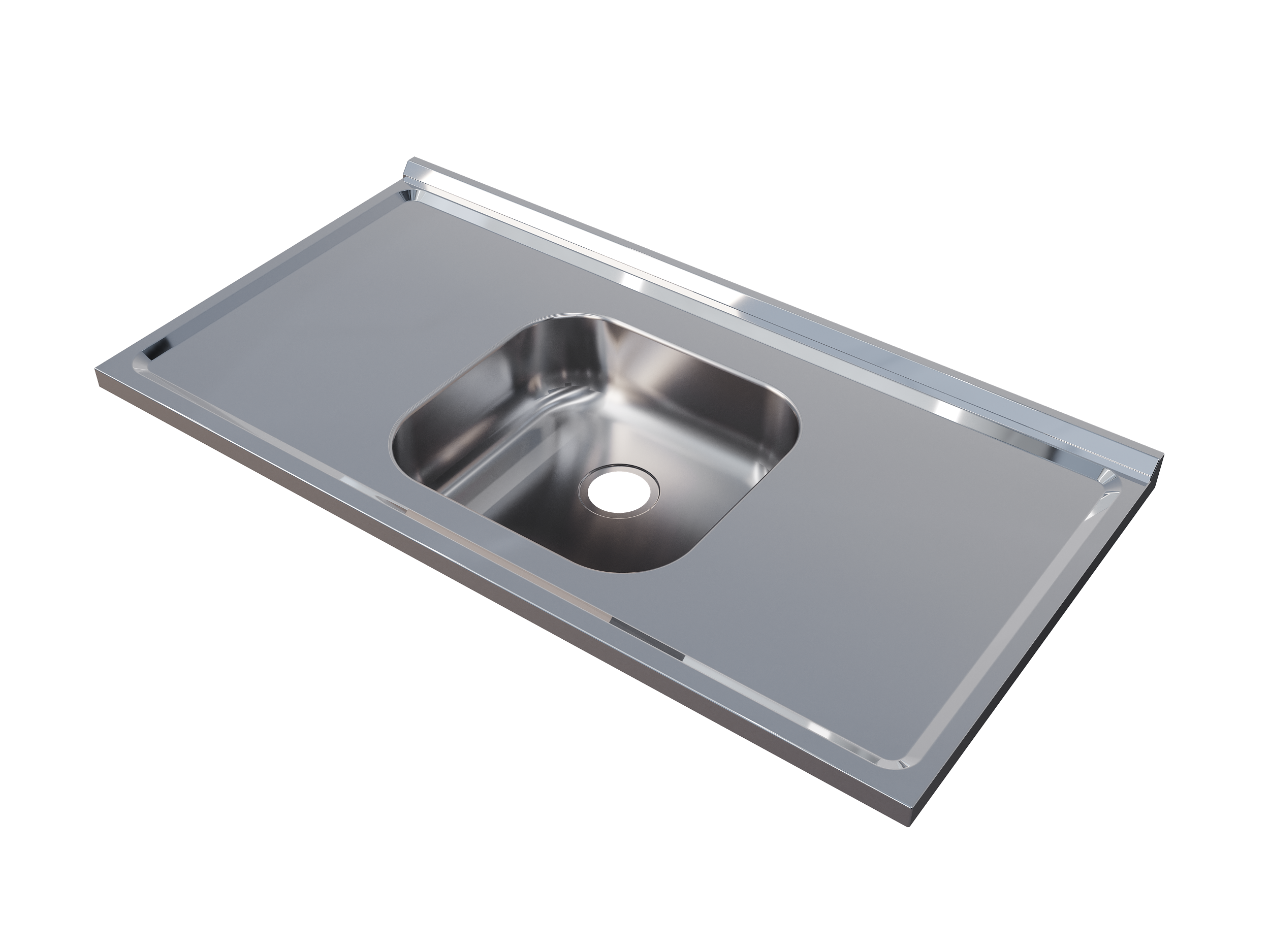 Pia de aço inox para cozinha modelo PS1000, 100x52cm - Fabrinox