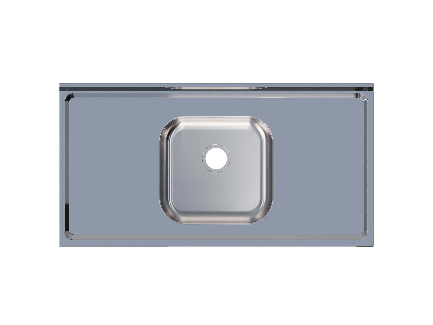 Pia de aço inox para cozinha modelo PS1000, 100x52cm - Fabrinox