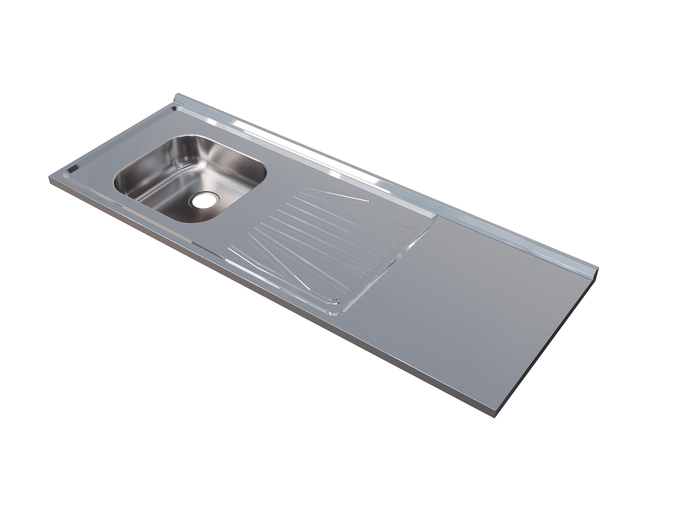 Pia de aço inox para cozinha modelo PSD1400, 140x52cm - Fabrinox