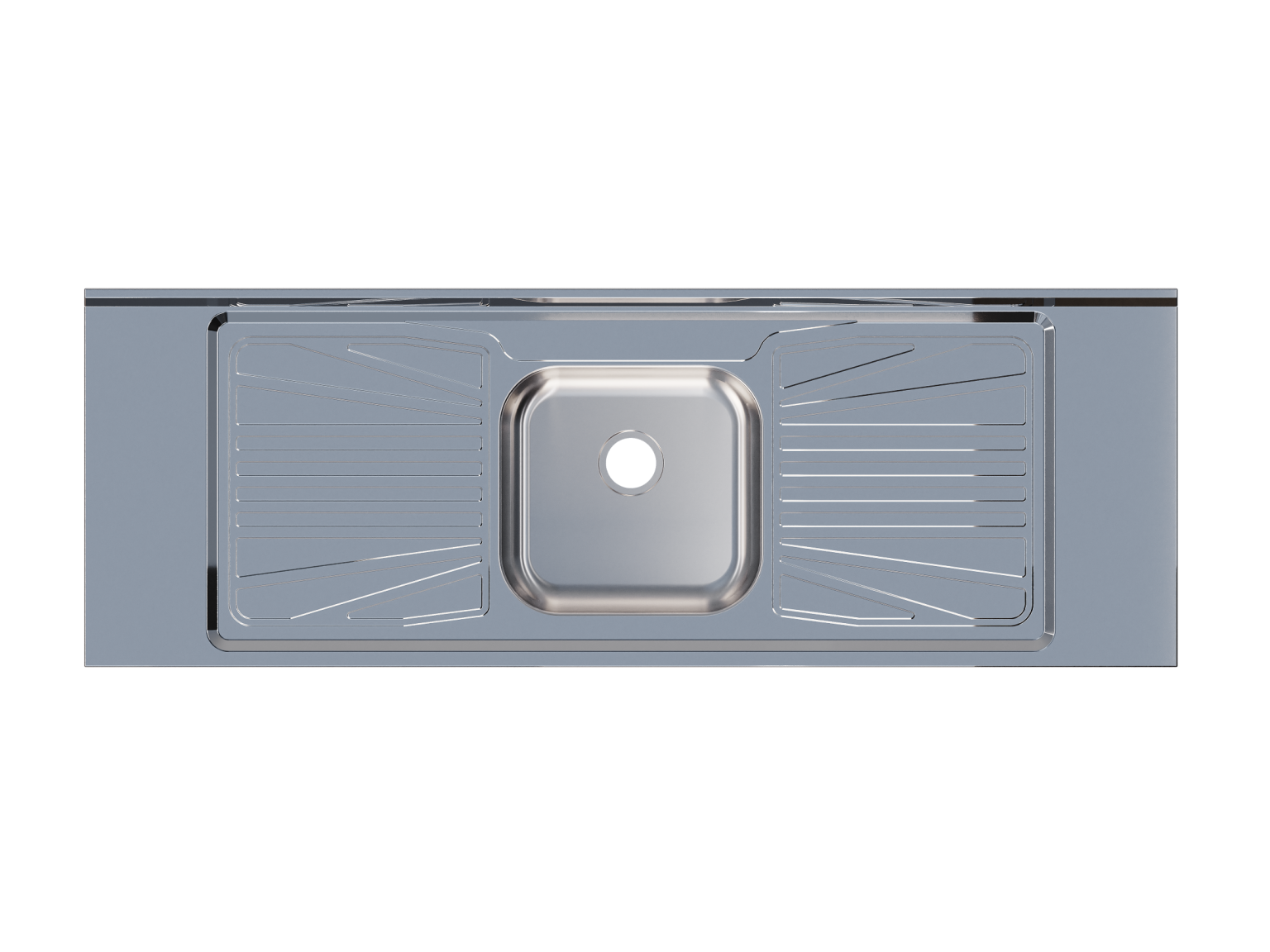 Pia de aço inox para cozinha modelo PS1500, 150x52cm - Fabrinox