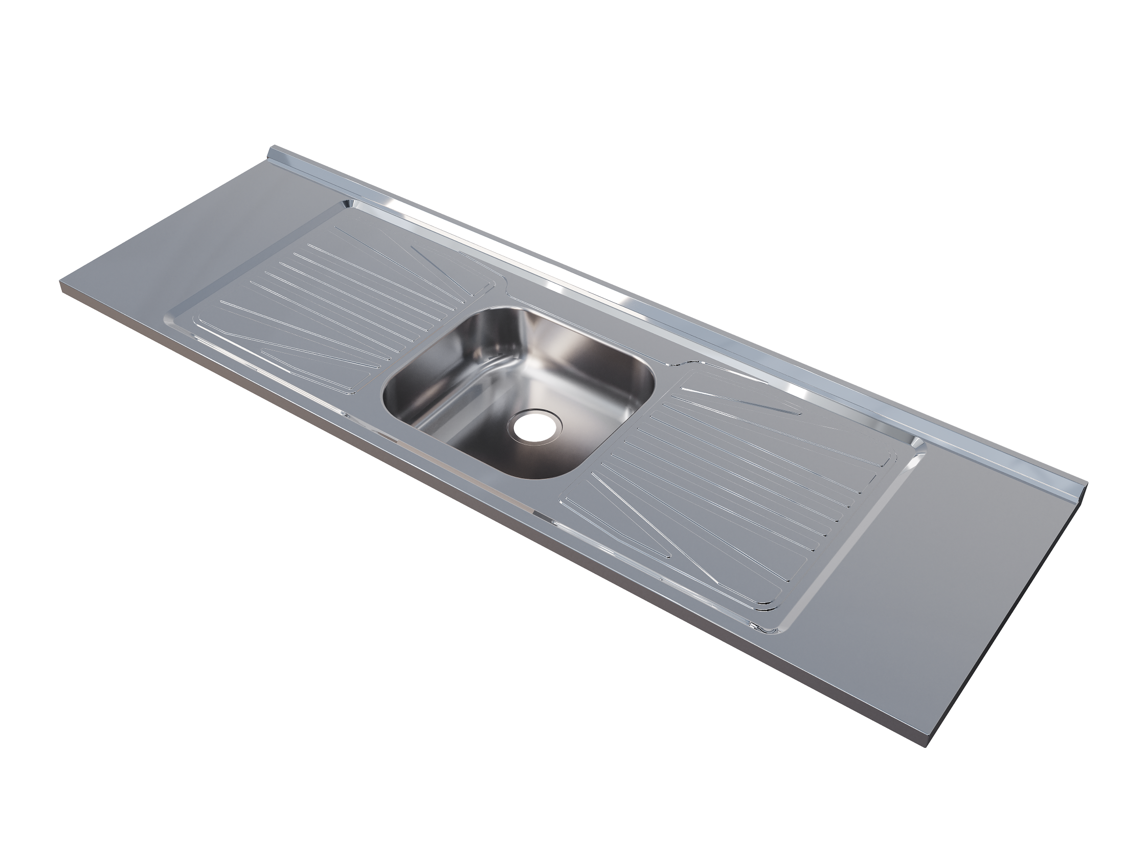 Pia de aço inox para cozinha modelo PS1600, 160x52cm - Fabrinox