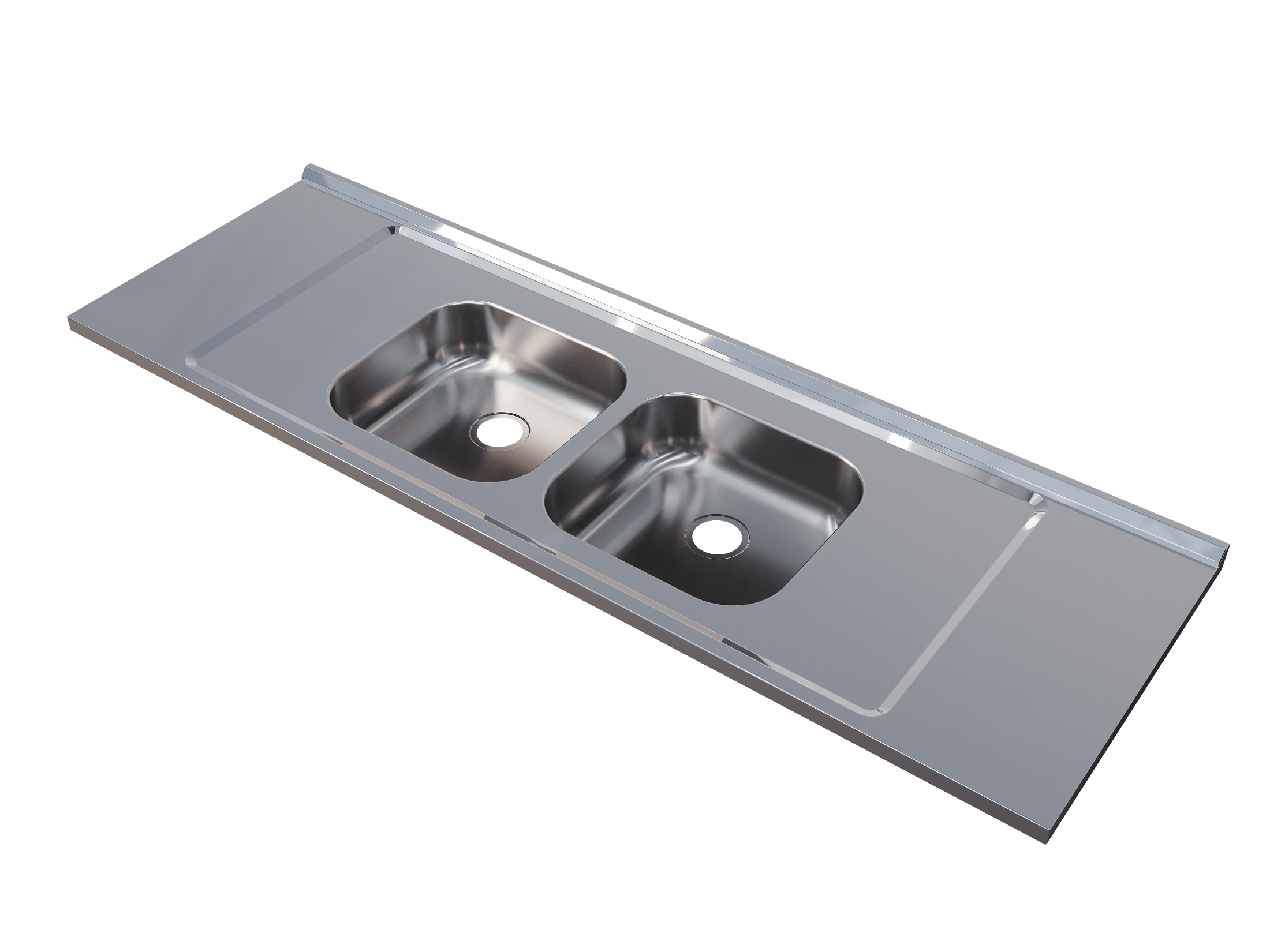 Pia de aço inox para cozinha modelo PD1600, 160x52cm - Fabrinox