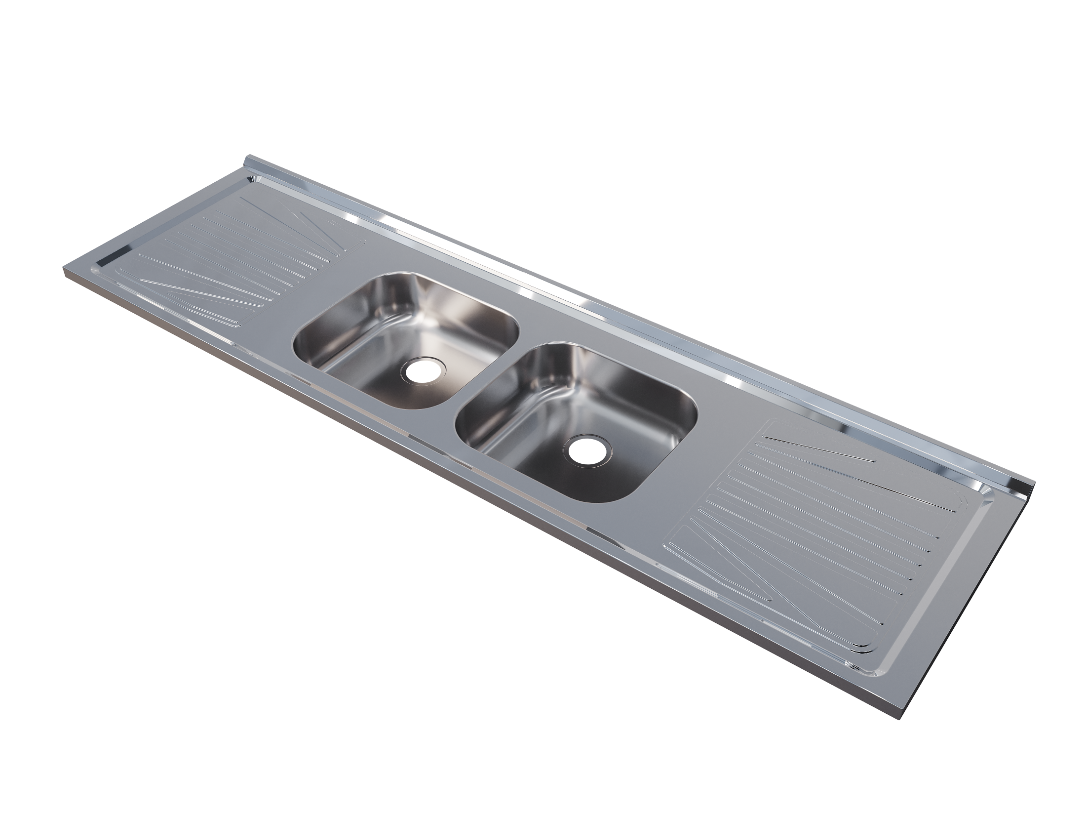 Pia de aço inox para cozinha modelo PD1800, 180x52cm - Fabrinox