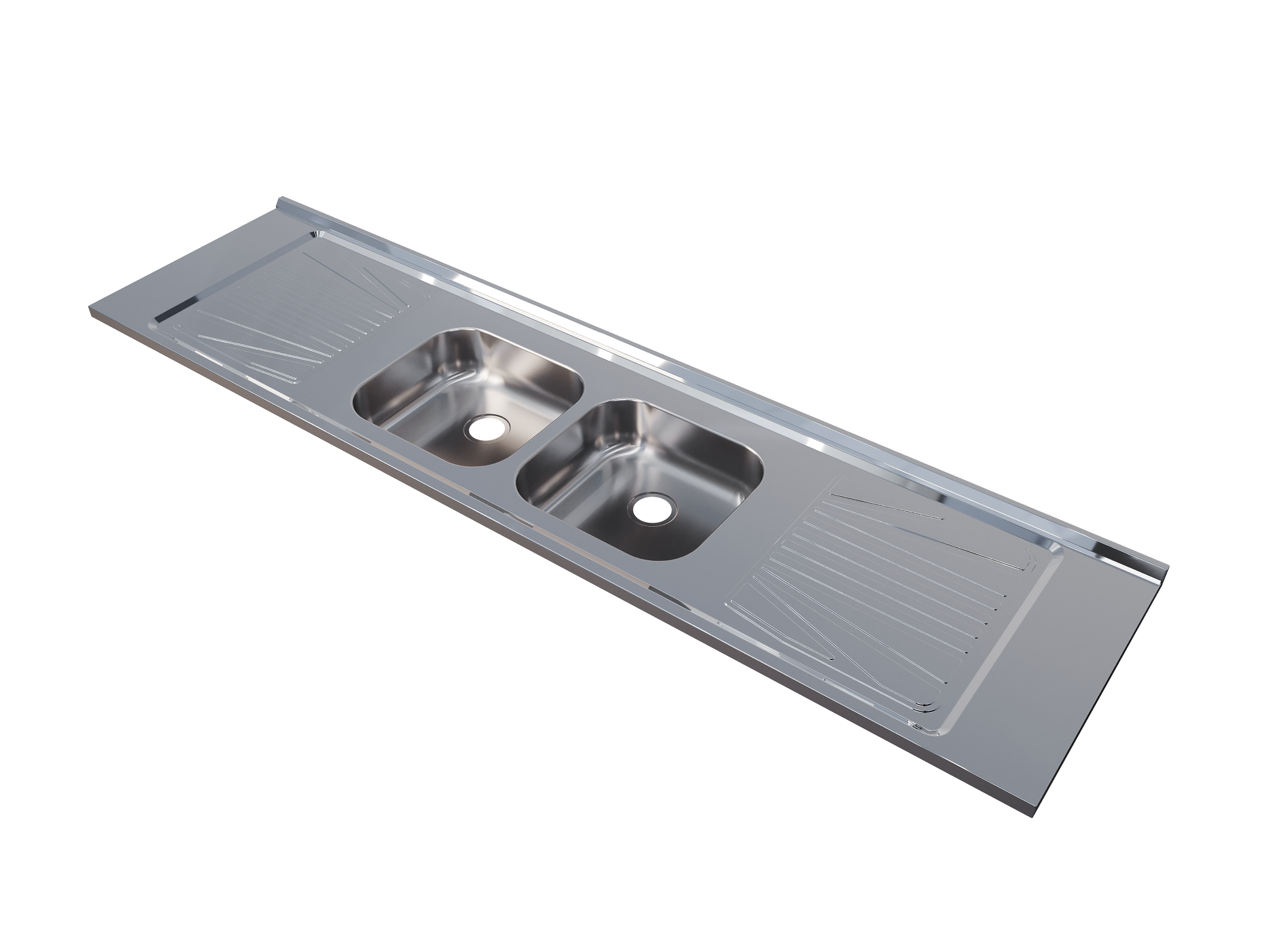 Pia de aço inox para cozinha modelo PD2000, 200x52cm - Fabrinox