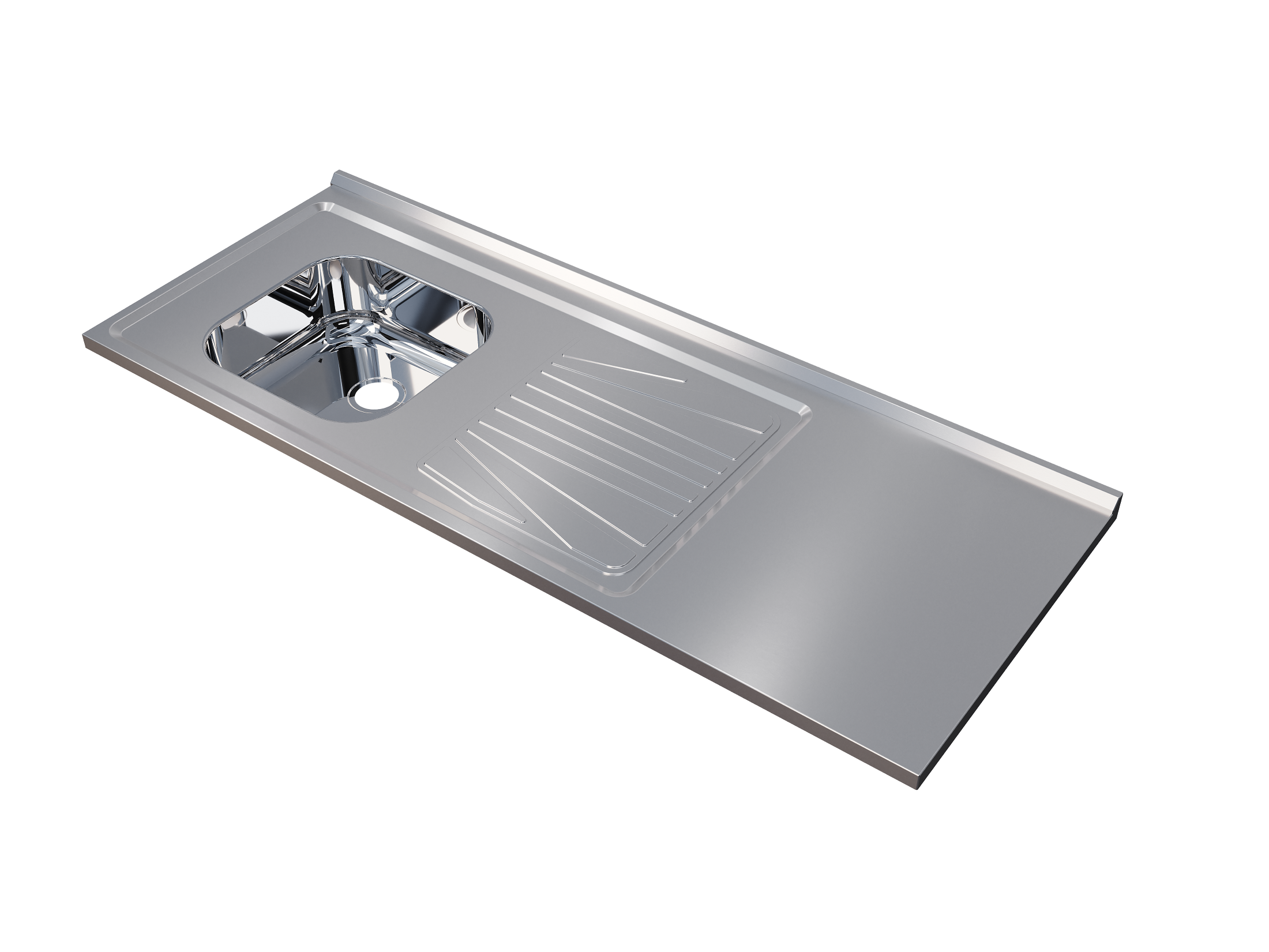 Pia de aço inox luxo AISI304 para cozinha modelo PSLD1400, 140x55cm ...